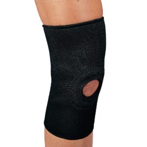 rolyan neoprene knee support brace, knee support for men & women, knee support compression sleeve for treating knee sprains and twisted knees, knee sleeve for athletes, black, small, no straps