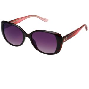 guess women's gu7554 square sunglasses, dark havana & gradient brown, 54 mm