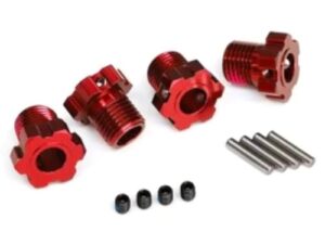 traxxas 8654r aluminum 17mm splined wheel hubs, red