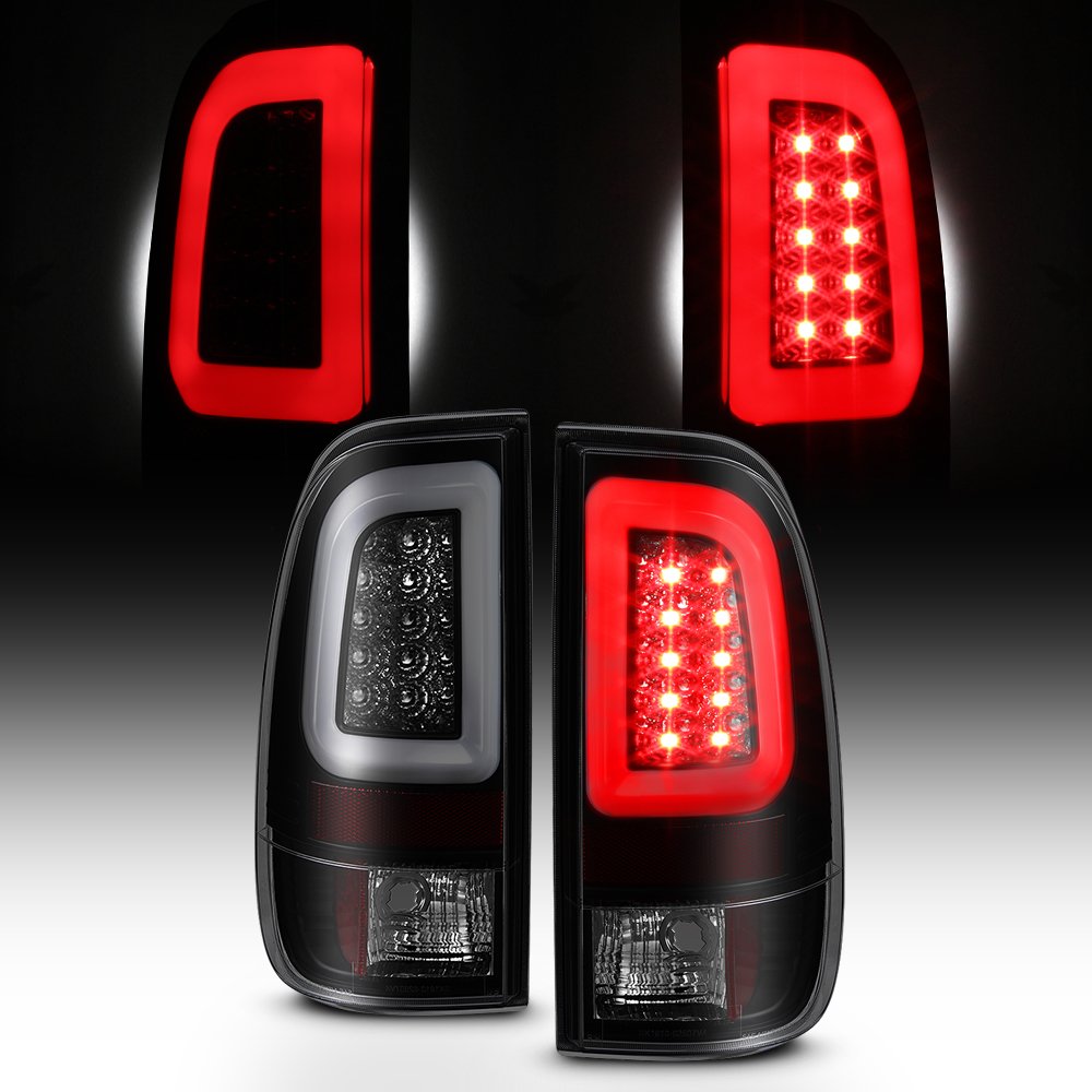 AKKON - For Black Smoked 2008-2016 Ford F250 F350 F450 F550 SuperDuty LED Tube Tail Lights Pair Brake Lamps