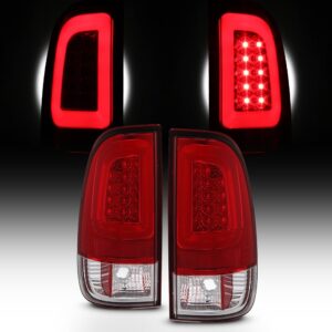 akkon - for 1997-2003 ford f150 | 99-07 f250 f350 f450 f550 superduty led tube red tail lights brake lamps lh+rh pair