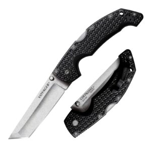 cold steel voyager large 4" aus10a tanto point razor-sharp blade 5.25" griv-ex handle everyday carry tactical folding knife w/tri-ad lock