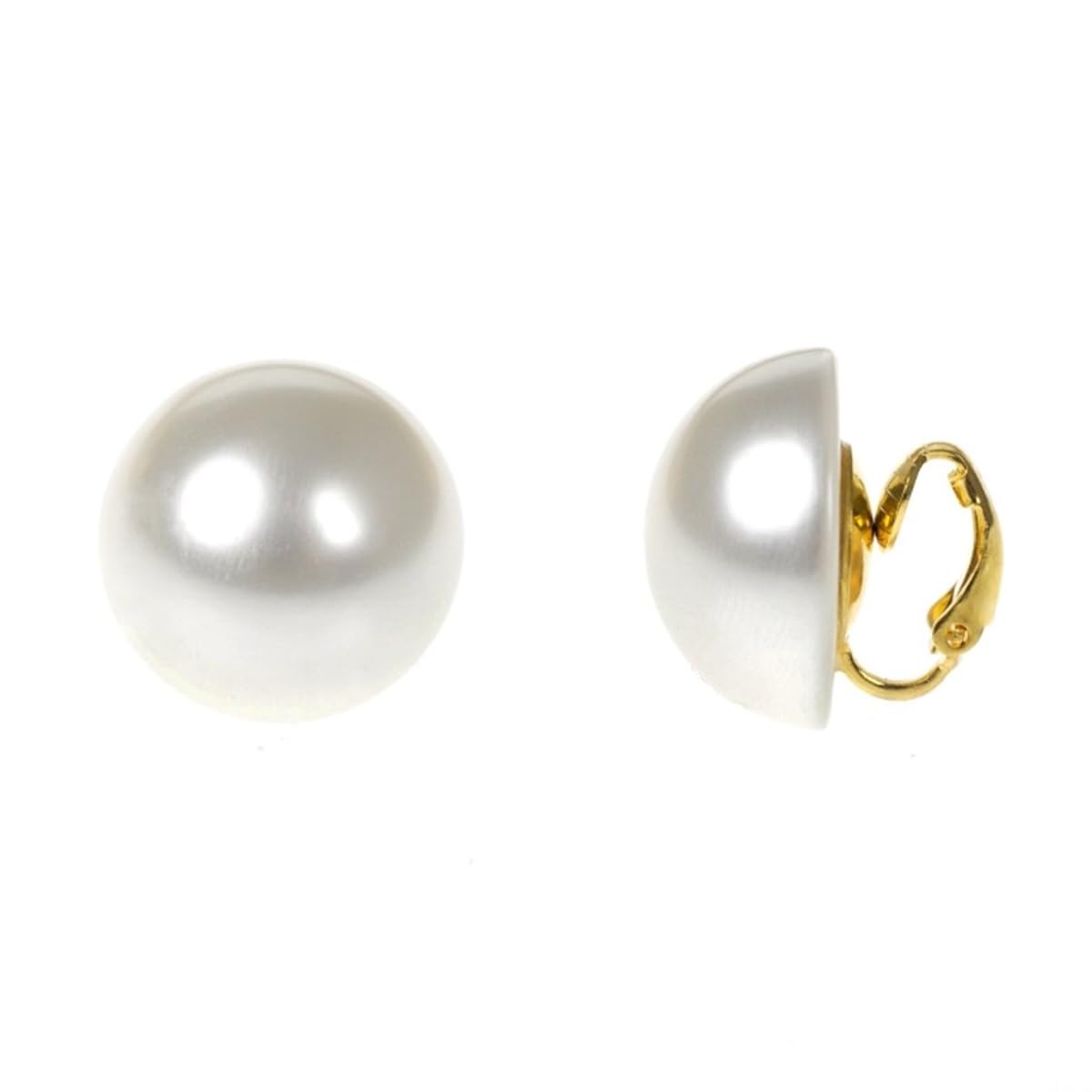 Kenneth Jay Lane Oversized Frameless Pearl Clip Earrings (20mm)