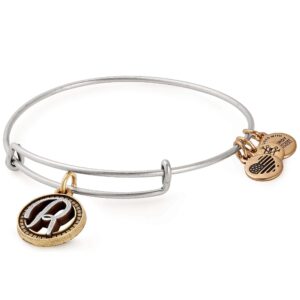 alex and ani women's initial r ii bangle two tone bracelet, rafaelian silver, expandable