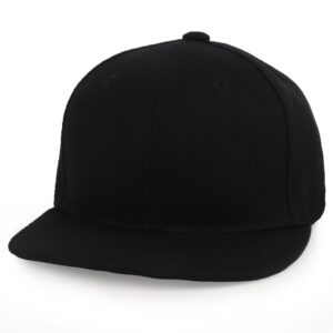 trendy apparel shop infant to toddler kid's plain structured flatbill snapback cap - black