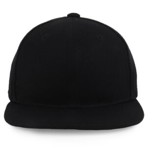 Trendy Apparel Shop Infant to Toddler Kid's Plain Structured Flatbill Snapback Cap - BLACK