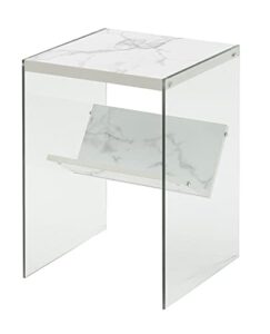 convenience concepts soho end table, faux white marble, 15.75 in x 16.5 in x 23.75 in