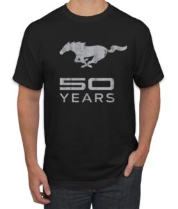 ford mustang logo 50 years vintage emblem cars and trucks men's graphic t-shirt, black, x-large