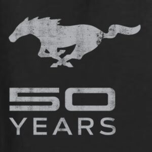 Ford Mustang Logo 50 Years Vintage Emblem Cars and Trucks Men's Graphic T-Shirt, Black, X-Large