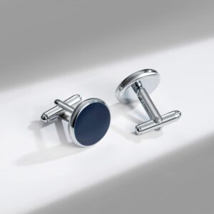 UJOY Cufflinks and Studs Set Blanks Round 4 Colors Shirt Tuxedo Buttons Packed in Cufflink Box for Men XDS05 Blue