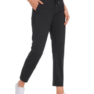 CRZ YOGA Womens 4-Way Stretch Ankle Golf Pants - 7/8 Dress Work Pants Pockets Athletic Travel Casual Lounge Workout Black Medium