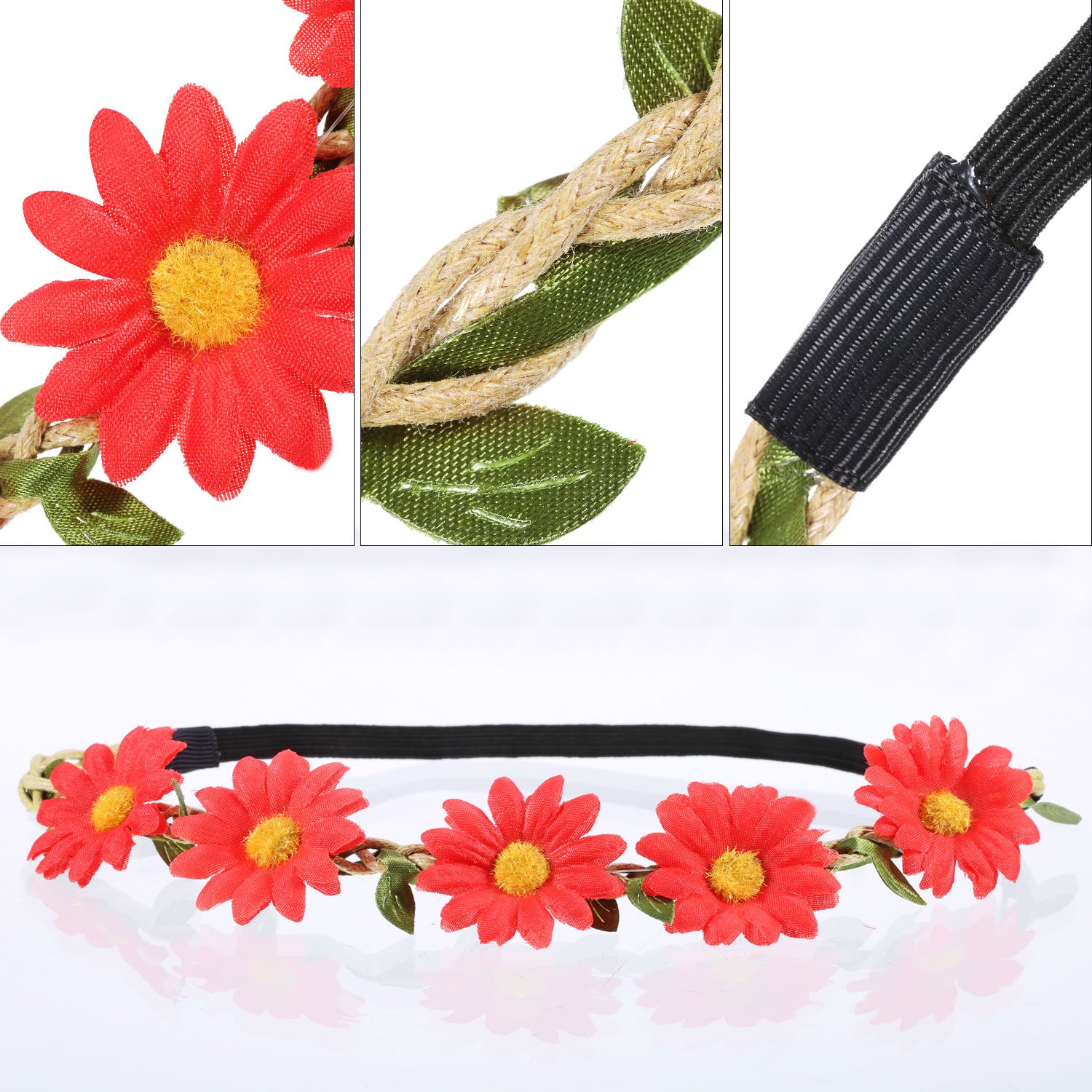 Bememo 12 Pieces Multicolor Lady Girl Fashion Flower Crown Floral Garland Headbands for Festival Wedding Party