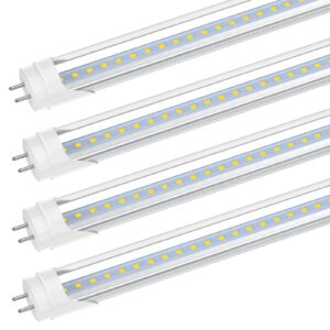 romwish 2ft led tube light, t8 t10 t12 type b led light bulb, 10w(24w equiv.), 5000k daylight, 1120lm, 24 inch f20t12 fluorescent replacement, remove ballast, double-ended power, clear cover, 4 pack