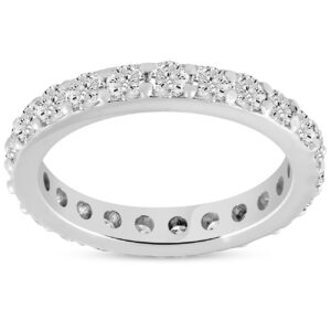 p3 pompeii3 1 1/2 ct diamond eternity ring 14k white gold common prong stackable band - size 6