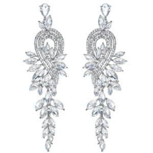 mecresh silver marquise crystal bridal chandelier dangle earrings ladies gifts