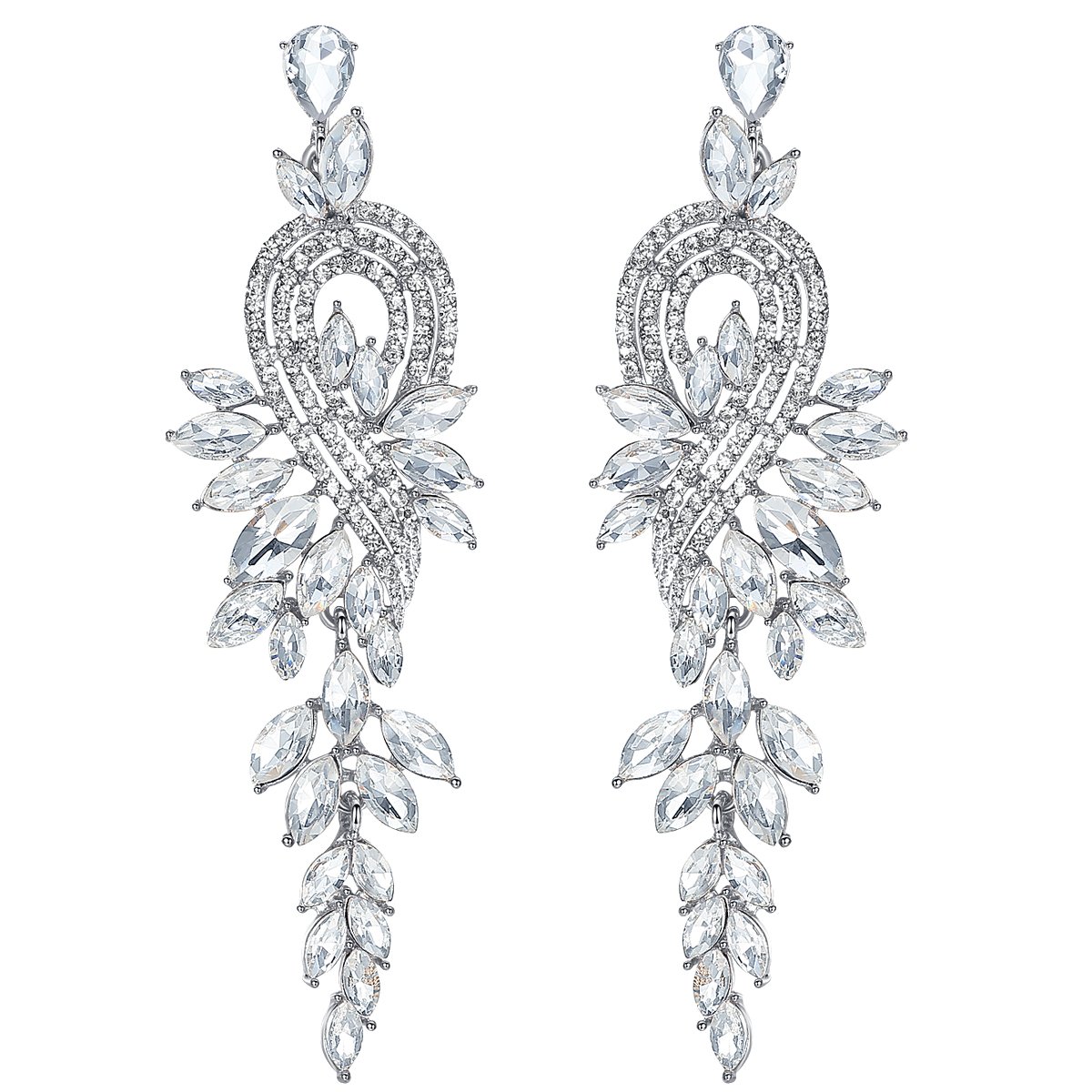 mecresh Silver Marquise Crystal Bridal Chandelier Dangle Earrings Ladies Gifts