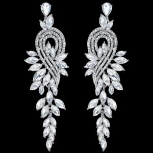 mecresh Silver Marquise Crystal Bridal Chandelier Dangle Earrings Ladies Gifts