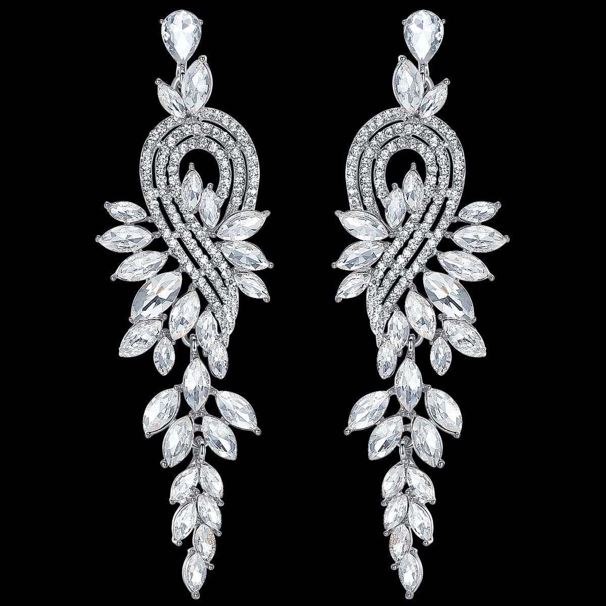 mecresh Silver Marquise Crystal Bridal Chandelier Dangle Earrings Ladies Gifts