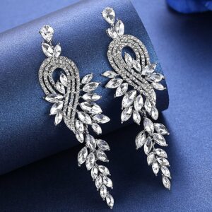 mecresh Silver Marquise Crystal Bridal Chandelier Dangle Earrings Ladies Gifts