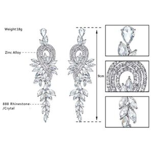 mecresh Silver Marquise Crystal Bridal Chandelier Dangle Earrings Ladies Gifts