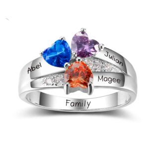 handmadejewelry personalized mother rings with 3 simulated birthstones & names engraved family promise gift for mommy (6)