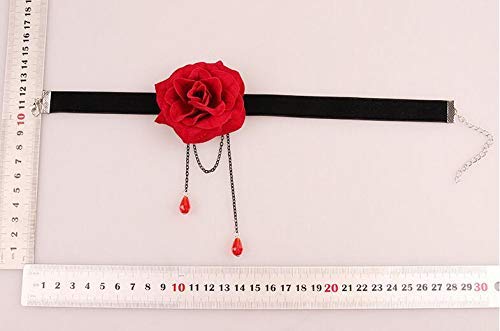 Elegant Retro Rose Flower Collarbone Chain Clavicle Necklace Gothic Lolita Black Lace Collar Choker Ornament Wedding Halloween Accessories (Black)