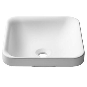 kraus ksr-9mw natura bathroom sink, matte white, square, semi-recessed