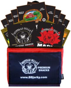 buffalo bills 12-piece beef jerky sampler patriotic 6-pack gift cooler (12 mixed 1.5oz jerky packs)