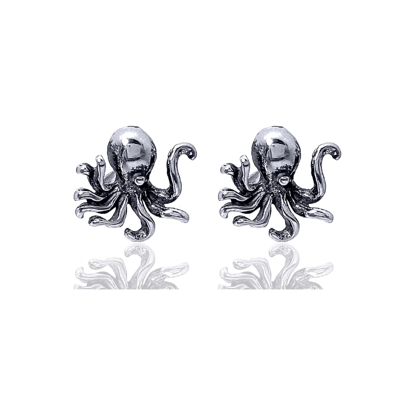 Xusamss Punk Body Piercing Earrings Stainless Steel Animal Octopus Stud Earrings