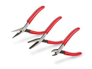 tekton mini pliers set, 3-piece (long nose, flat nose, cutting) | pmn99003