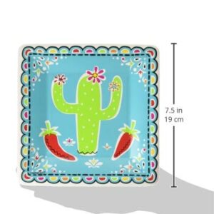 Amscan Picado De Papel Square Plates, 7" - Pack of 18, Multicolor