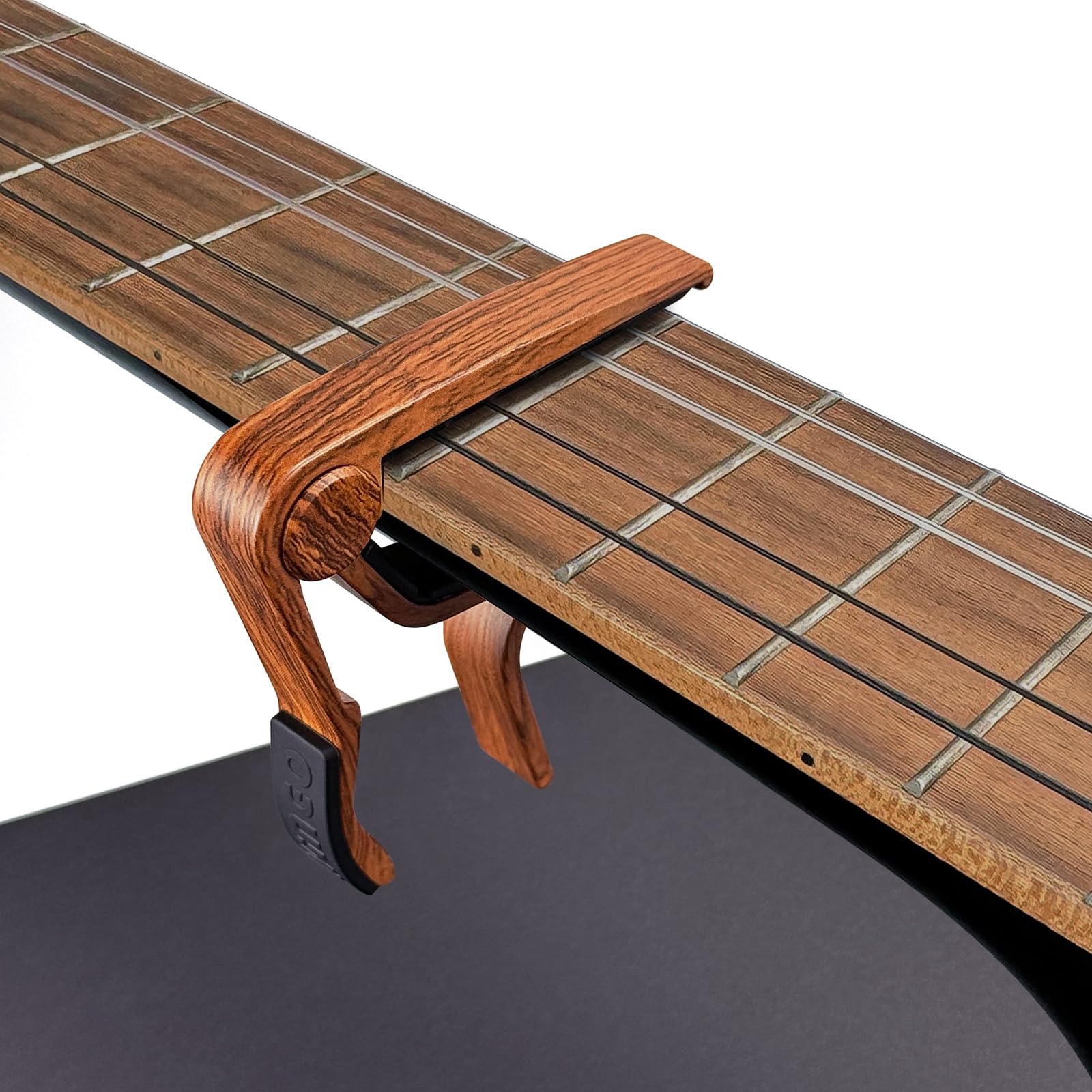 WINGO Classical Flat Guitar Capo for Nylon String Guitars-Rosewood Finish with 5 Picks.