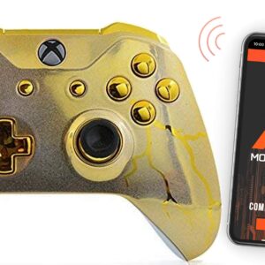 MODDEDZONE Custom MODDED Wireless Controller for Xbox One S/X and PC - With Unique Smart Mods - Best For First Person Shooter Games - Handcrafted by Experts in USA with Unique Design (Gold Thunder)