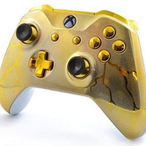 MODDEDZONE Custom MODDED Wireless Controller for Xbox One S/X and PC - With Unique Smart Mods - Best For First Person Shooter Games - Handcrafted by Experts in USA with Unique Design (Gold Thunder)