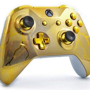 MODDEDZONE Custom MODDED Wireless Controller for Xbox One S/X and PC - With Unique Smart Mods - Best For First Person Shooter Games - Handcrafted by Experts in USA with Unique Design (Gold Thunder)