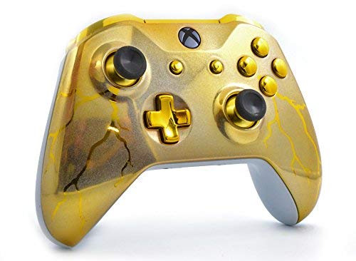 MODDEDZONE Custom MODDED Wireless Controller for Xbox One S/X and PC - With Unique Smart Mods - Best For First Person Shooter Games - Handcrafted by Experts in USA with Unique Design (Gold Thunder)