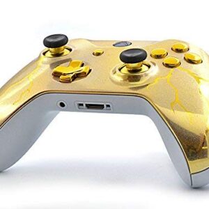 MODDEDZONE Custom MODDED Wireless Controller for Xbox One S/X and PC - With Unique Smart Mods - Best For First Person Shooter Games - Handcrafted by Experts in USA with Unique Design (Gold Thunder)