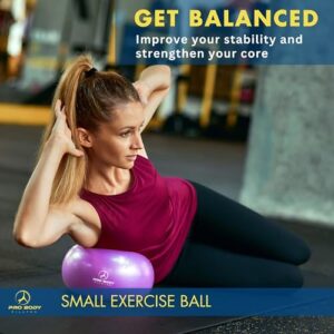 ProBody Pilates Ball Small Exercise Ball w/Pump, 9 Inch Barre Ball, Mini Soft Yoga Ball, Workout Ball for Stability, Barre, Ab, Core, and Physical Therapy Ball at Home Gym & Office (Purple)