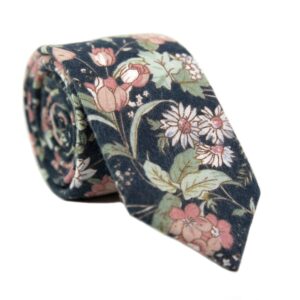 dazi men's skinny tie floral print cotton necktie, great for weddings, groom, groomsmen, missions, dances, gifts. (lotus)