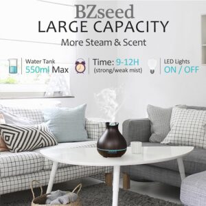 BZseed Aromatherapy Essential Oil Diffuser, 550ml Ultrasonic Fragrant Oil Large Room Humidifier, Diffusers for Home with Timer and Waterless Auto-Off, 7 Color LED Lights,Cool Mist Humidifiers