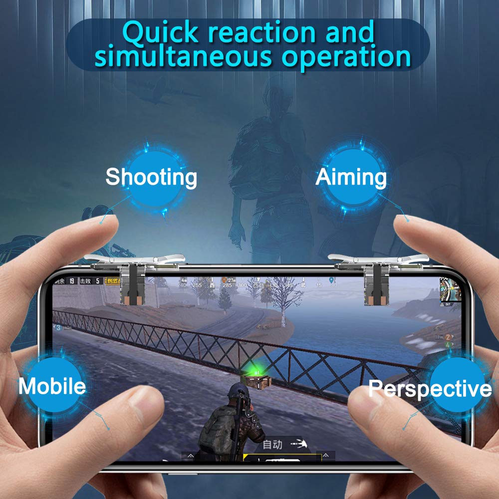 IUGGAN Mobile Game Controller (Metal Transparent), Sensitive Click Shoot and Aim Buttons L1R1 for PUBG/Knives Out/Rules of Survival, PUBG Mobile Game Joystick, Phone Game Controller (Crystal)