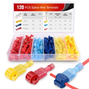 nilight - 50004r 120 pcs/60 pairs quick splice wire terminals t-tap self-stripping with nylon fully insulated male quick disconnects kit, 2 years warranty