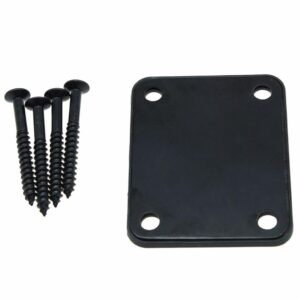 4-Bolt Electric Guitar Replacement Neckplate Bass Metal Neck Plate with Screws for FD Strat Tele or Basses Black