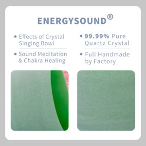 432hz perfect pitch f heart chakra frosted green colored quartz crystal singing bowl 10 inch mallet and o-ring included