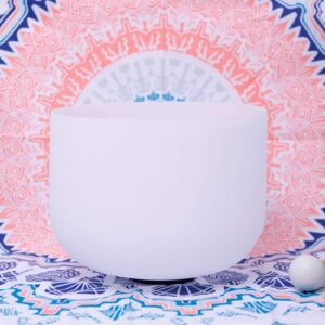 ENERGYSOUND 432Hz Perfect Pitch F Note Heart Chakra Frosted Quartz Crystal Singing Bowl 8 inch mallet and o-ring included