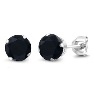 Gem Stone King 925 Sterling Silver Round 6MM Gemstone Birthstone Stud Earrings For Women