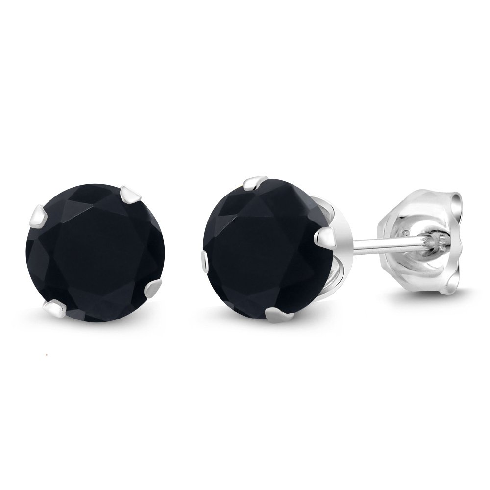 Gem Stone King 925 Sterling Silver Round 6MM Gemstone Birthstone Stud Earrings For Women