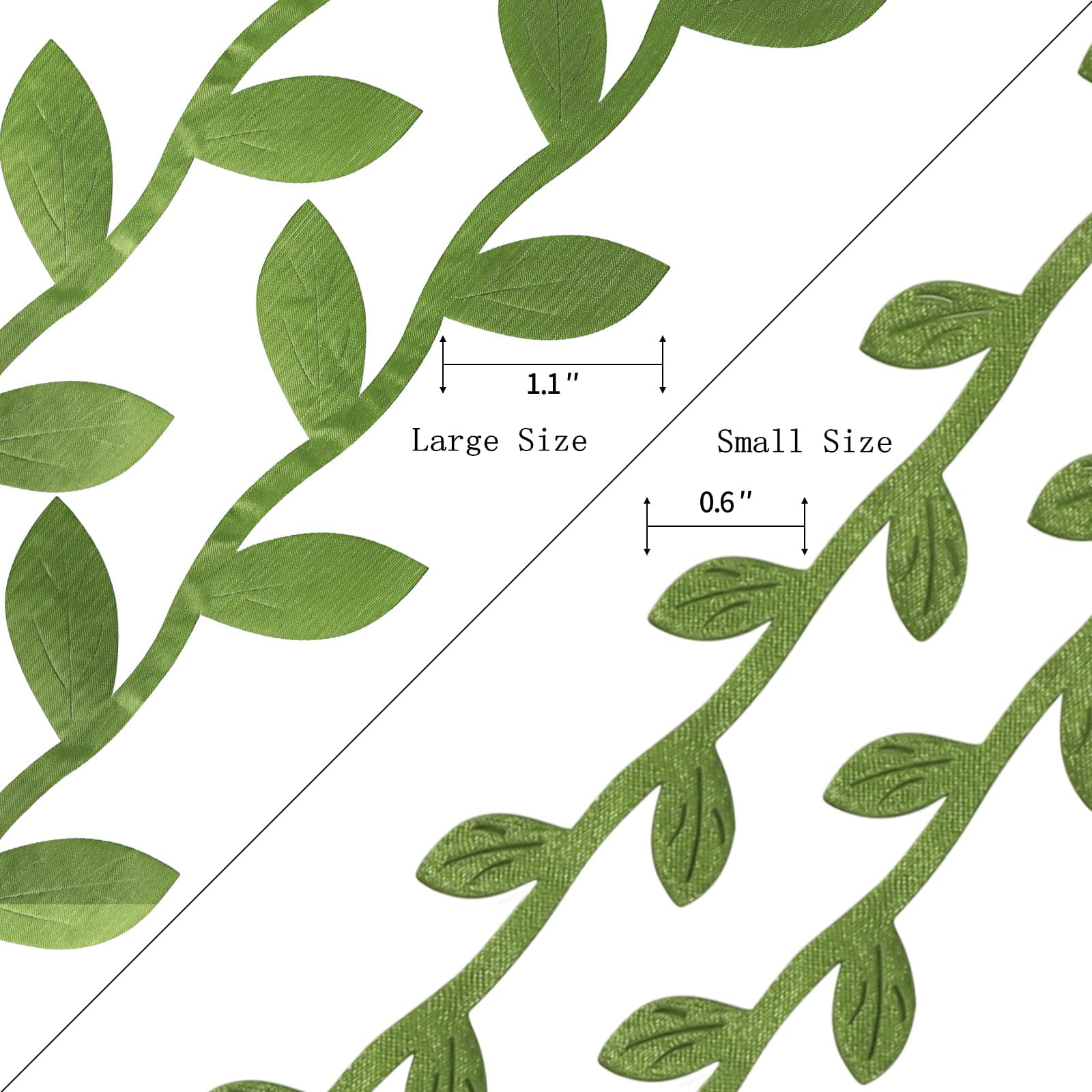 HECATY 132 ft Large Leaf Trim Ribbon,Artificial Greenery Garland Vines for Baby Shower DIY Craft Party Wedding Home Decoration