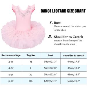 BAOHULU Ballet Leotards for Girls Full Skirted Dance Tutu Dress Party Costumes B184_Pink_L