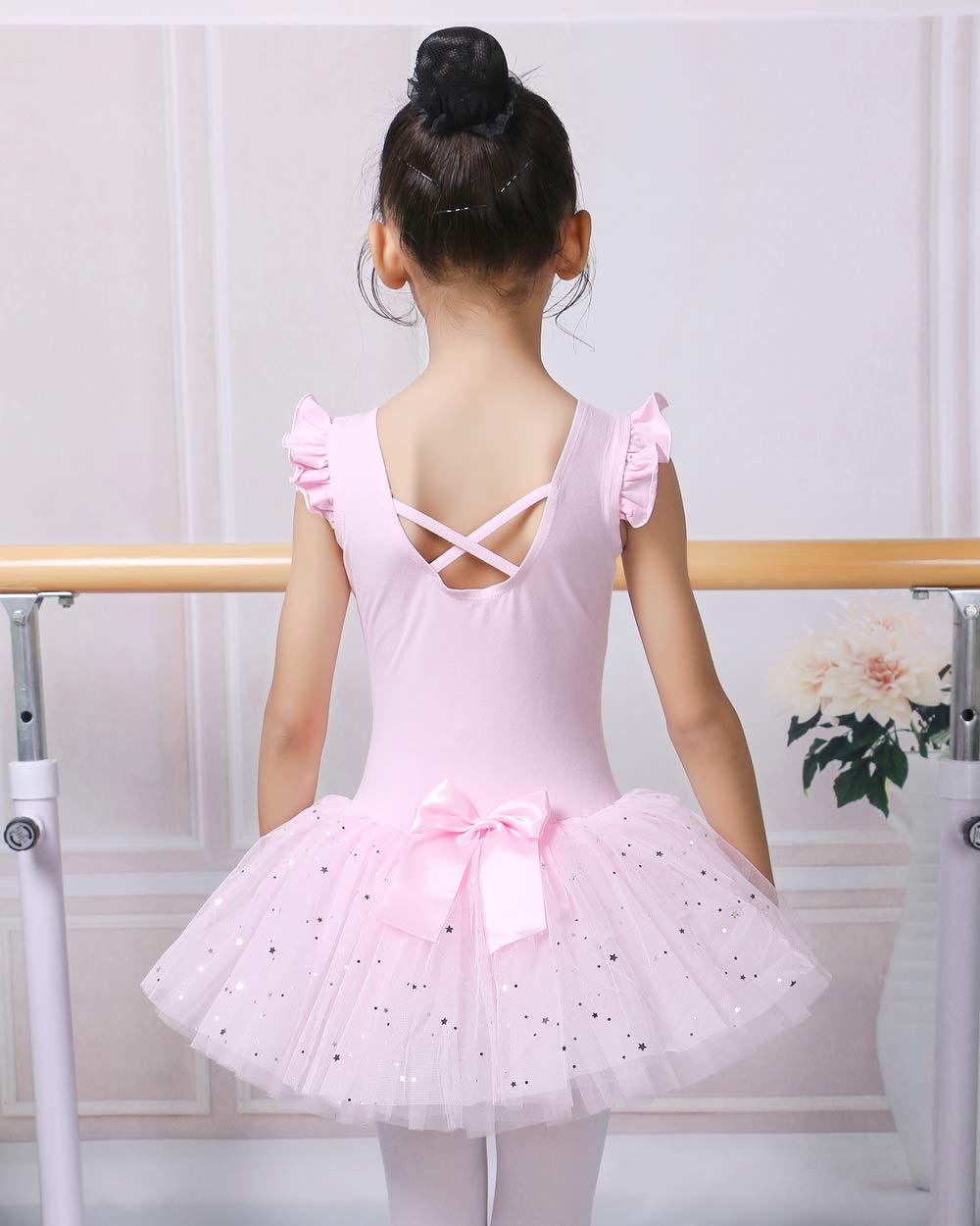 BAOHULU Ballet Leotards for Girls Full Skirted Dance Tutu Dress Party Costumes B184_Pink_L